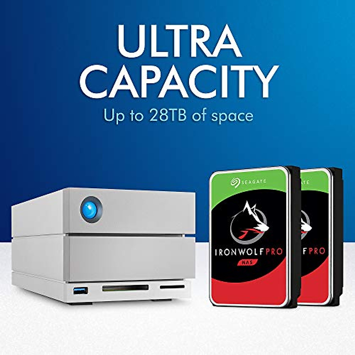 LaCie 2big Dock RAID 16TB External RAID Hard Drive HDD with SD Card CF Card Slots, for Mac and PC Desktop Data Redundancy Thunderbolt 3 USB-C USB 3.0, 1 Month Adobe CC, Data Recovery (STGB16000400)