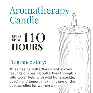 Candle-Lite Everday Chasing Butterflies Scented Candle, 18 oz. Aromatherapy Candle, Off-White