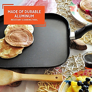 IMUSA 11in Bistro Aluminum Nonstick Square Griddle with Cool Touch Handle, Black