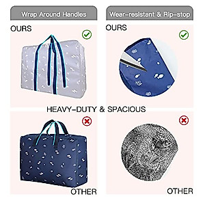 CHYUANX Moving Bags heavy duty extra large , Storage Bags Organizer with Strong Handles Wrap Around and Durable Zippers for Clothing Blanket Storage bags, Waterproof Foldable Carrying Moving Tote bags ,Dorm Room Moving Supplies, Space Saver Bags( 105L,2 P