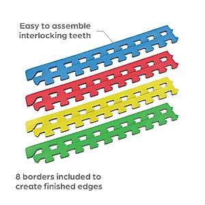 NÖRSK Kid's Floor Play Mat, Reversible Interlocking Foam Puzzle Tiles and Borders, 4-Pack, 16 Square Feet, Multi-Color