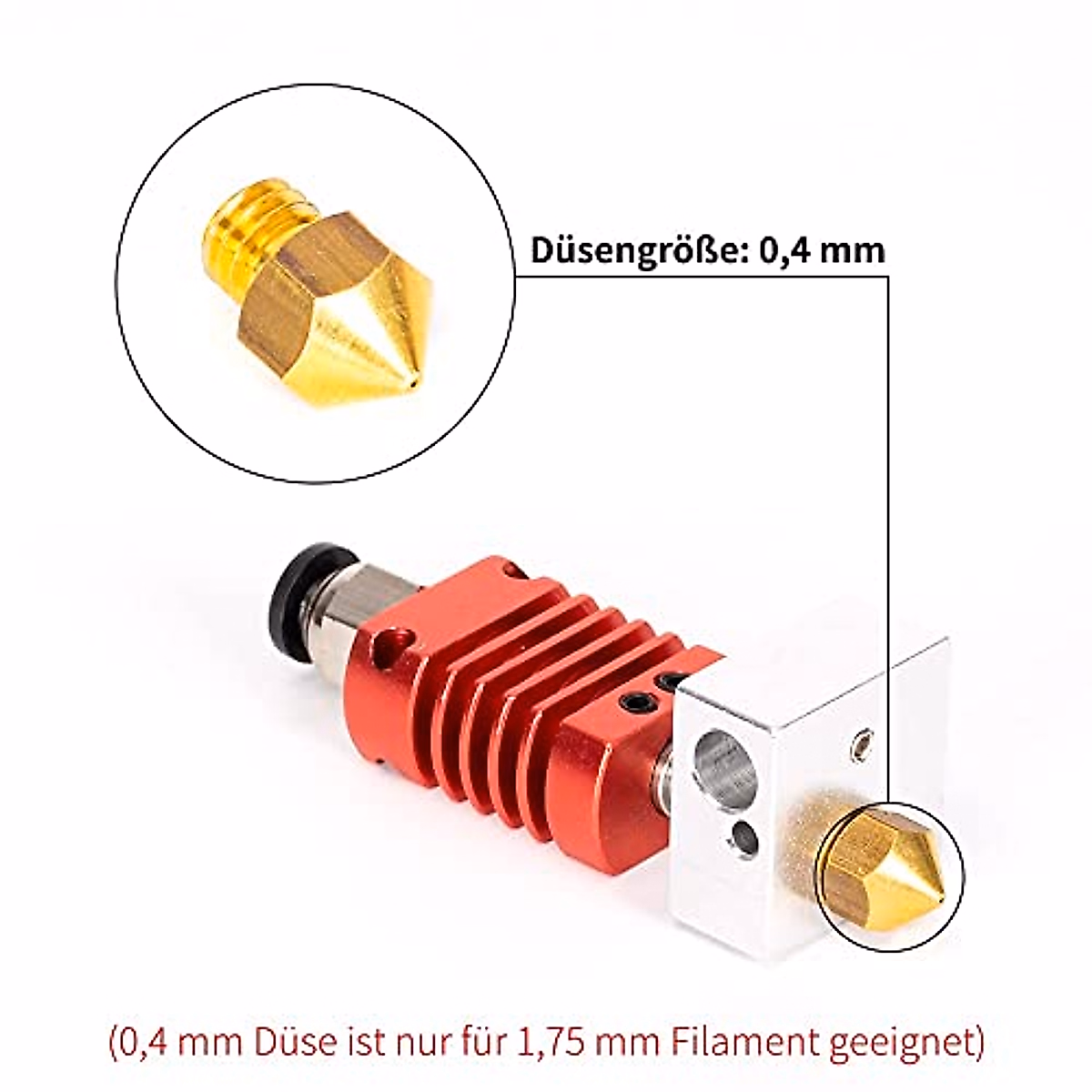 TRONXY MK10 Extruder Hot End Kit, 3D Printer Nozzles 0.4mm with Aluminum Heating Block, NTC 3950 100K Ohm Thermistor, 1M PTFE Teflon Tube Compatible with 3D Printers X5SA, X5SA PRO, XY-2PRO