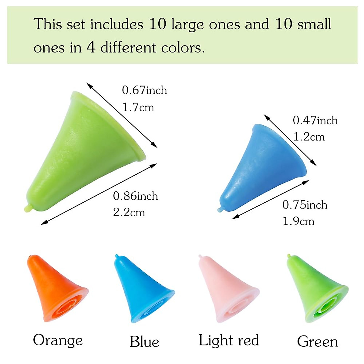 20 PCS Knitting Needles Point Protectors/Stoppers with Plastic Box, Include 10 Small & 10 Large, Knit Needle Tip Covers for Beginners Knitting Craft DIY