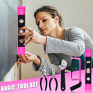 Pink Tool Set, 205 Piece Home Tool Kit with 3.6V Electric Screwdriver and Universal Sockets Tools, Pink Tool Kit with Storage Tool Bag, Tool Sets for Women, for Gift, Home Repair, Dorm