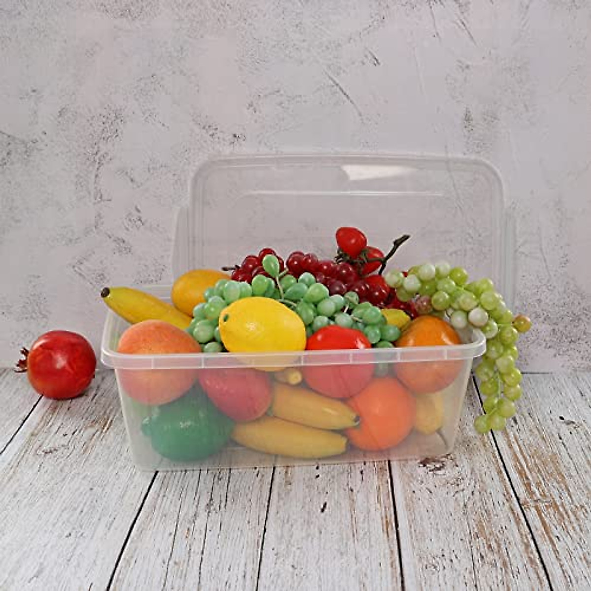 Hespama 14 Qt Plastic Storage Bins, 4 Pack, Latch Storage Box with Lid
