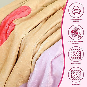 Unittype 50 x 60 Inch Preppy Blanket Smile Face Pattern Blanket Lightweight Cute Smile Face Preppy Blanket for Teen Girl Baby Kid Toddler Adult Home Bedroom Living Room Gift (Pink)