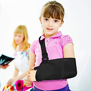 Arm Sling for Kids, Medical Teens Arm Sling with Waist Strap, Padded Teenager Arm Support Sling Shoulder Immobilizer for Broken Elbow, Wrist, Arm, Shoulder Injury, Rotator Cuff, Left or Right Arm