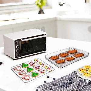 TeamFar Toaster Oven Tray and Rack Set, 9.3’’ x 7’’ x 1’’, Stainless Steel Toaster Oven Pan Broiler Pan, Non Toxic & Healthy, Easy Clean & Dishwasher Safe