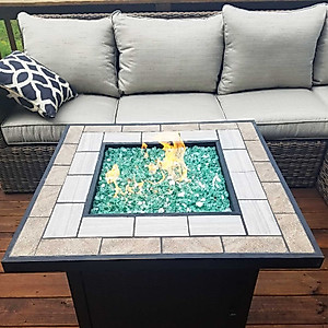 GRISUN Fire Glass for Fire Pit, 1/2 Inch Mix 20 Pounds High Luster Reflective Tempered Glass Rocks for Natural or Propane Fireplace, Safe for Outdoors and Indoors Firepit Glass