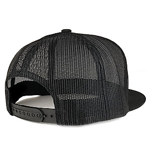 Trendy Apparel Shop King and Queen Embroidered 5 Panel Flat Bill Mesh Cap - 2pc Set - Black