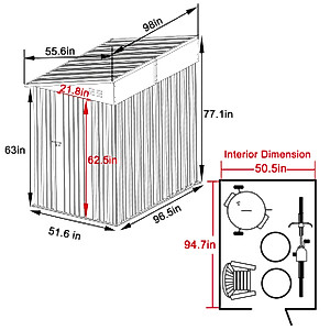 MUPATER Outdoor Storage Shed 4x8 ft, Garden Tool Storage Shed House, Metal Shed Kit for Backyard Lawn with Door and Lock, Grey
