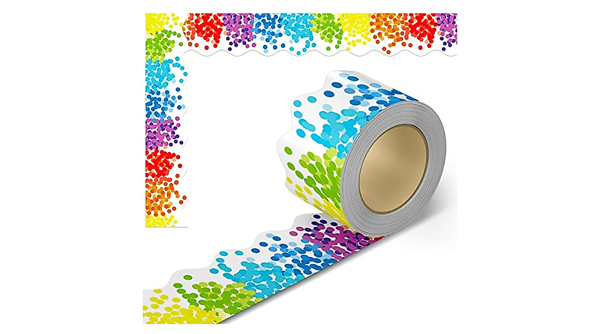 Rainbow Confetti Border Trim for Classrooms - 66 ft