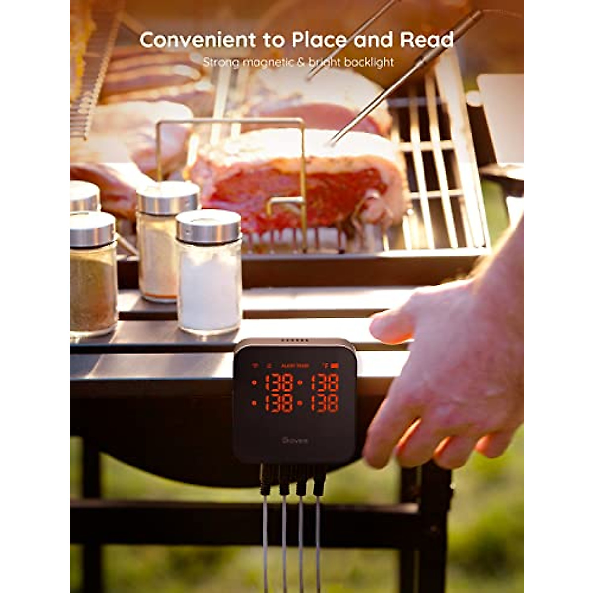 Govee WiFi Meat Thermometer, Wireless Meat Thermometer with 4 Probe, Smart Bluetooth Grill Thermometer with Remote App Notification Alert, Digital Rechargeable BBQ Thermometer for Smoker Oven Kitchen