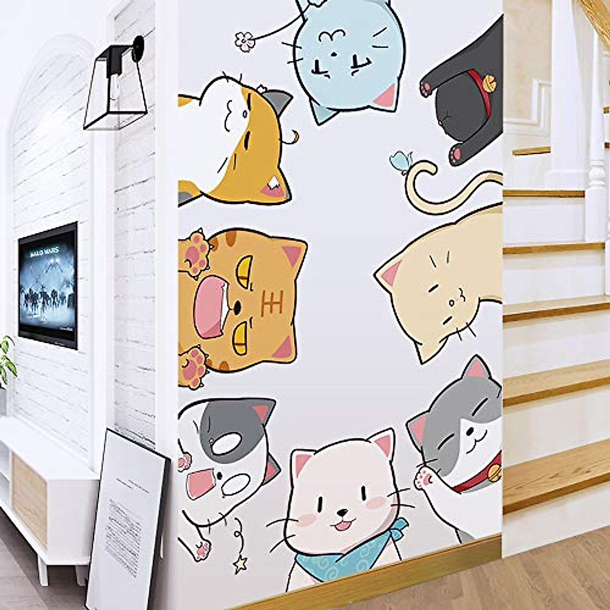 Buer Homie Wall Stickers, Cats and Kitten Pattern, Nursery Murals for Kids Bedroom