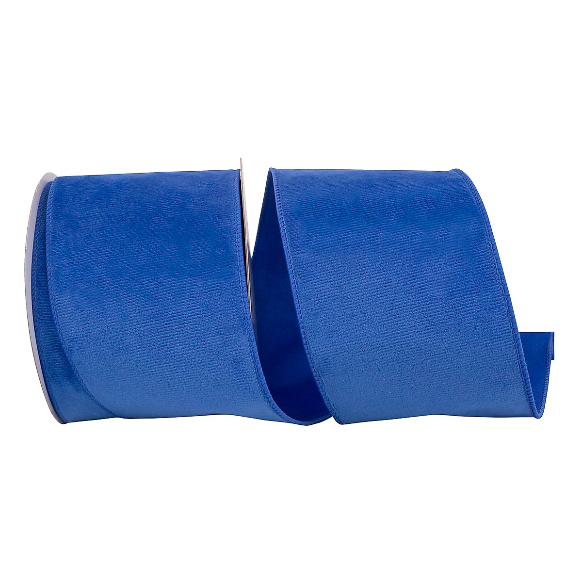 Reliant Ribbon 94029W-050-10F Velvet Plush Fashion Wired Edge Ribbon, 4 Inch X 10 Yards, Royal
