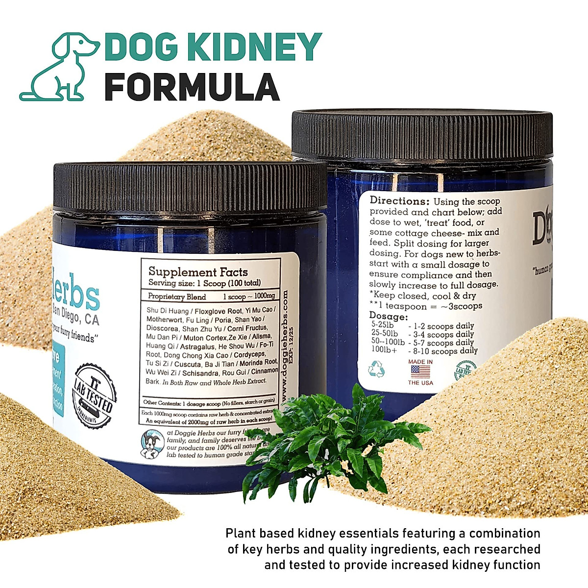 Kidney Revive - 100% Herbal Dog Kidney Health Healing Supplement for Acute and Chronic Ailments by Doggie Herbs