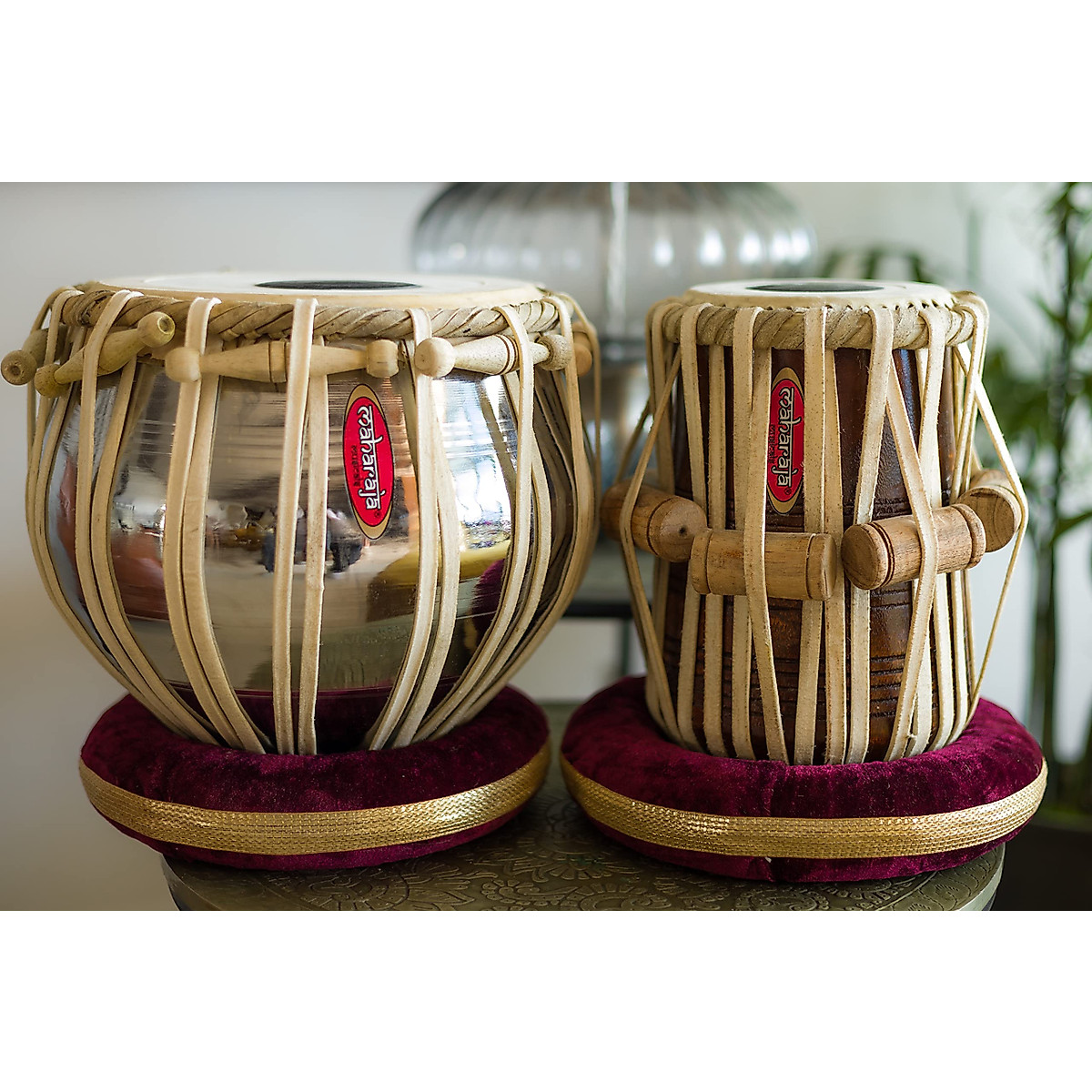 MAHARAJA Basic Tabla Set, Student Tabla Set, Steel Bayan, Dayan, Hammer, Cushions & Cover - Perfect Tablas for Students and Beginners on Budget, Tabla Drums, Indian Hand Drums (PDI-IB)