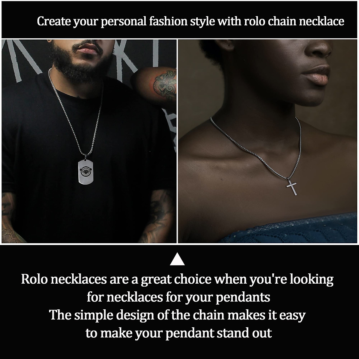 SANNYRA 2mm 16 To 38In Stainless Steel Rolo Chain Necklace Crude Chain Necklace for Men Women Jewelry