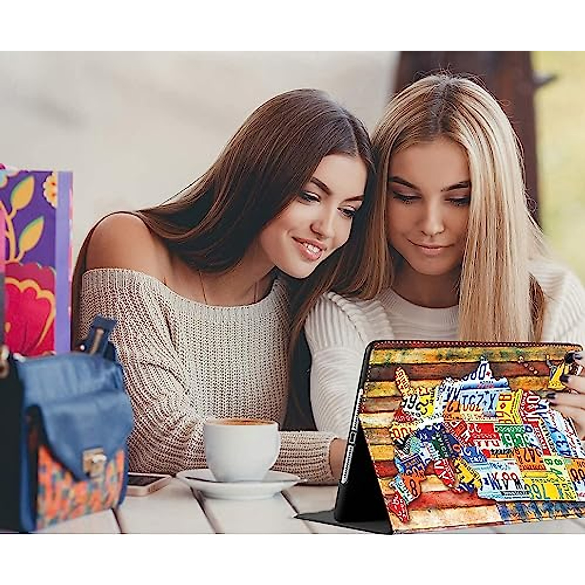 Case for iPad Pro 11 Inch 4th/3rd/2nd/1st Generation 2022/2021/2020/2018, Multi-Angle Smart Stand Cover Auto Sleep/Wake Fit iPad Air 4/5，Vintage American Flag License Plate