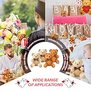 HyDren 24 Pcs Mini Bear Stuffed Animal 4 Inch Bear Bulk Small Bear Mini Bear Soft Tiny Bear Doll Keychain for Graduation Birthday Baby Shower Wedding Party Decor(Light Brown, Dark Brown, Pink, Beige)
