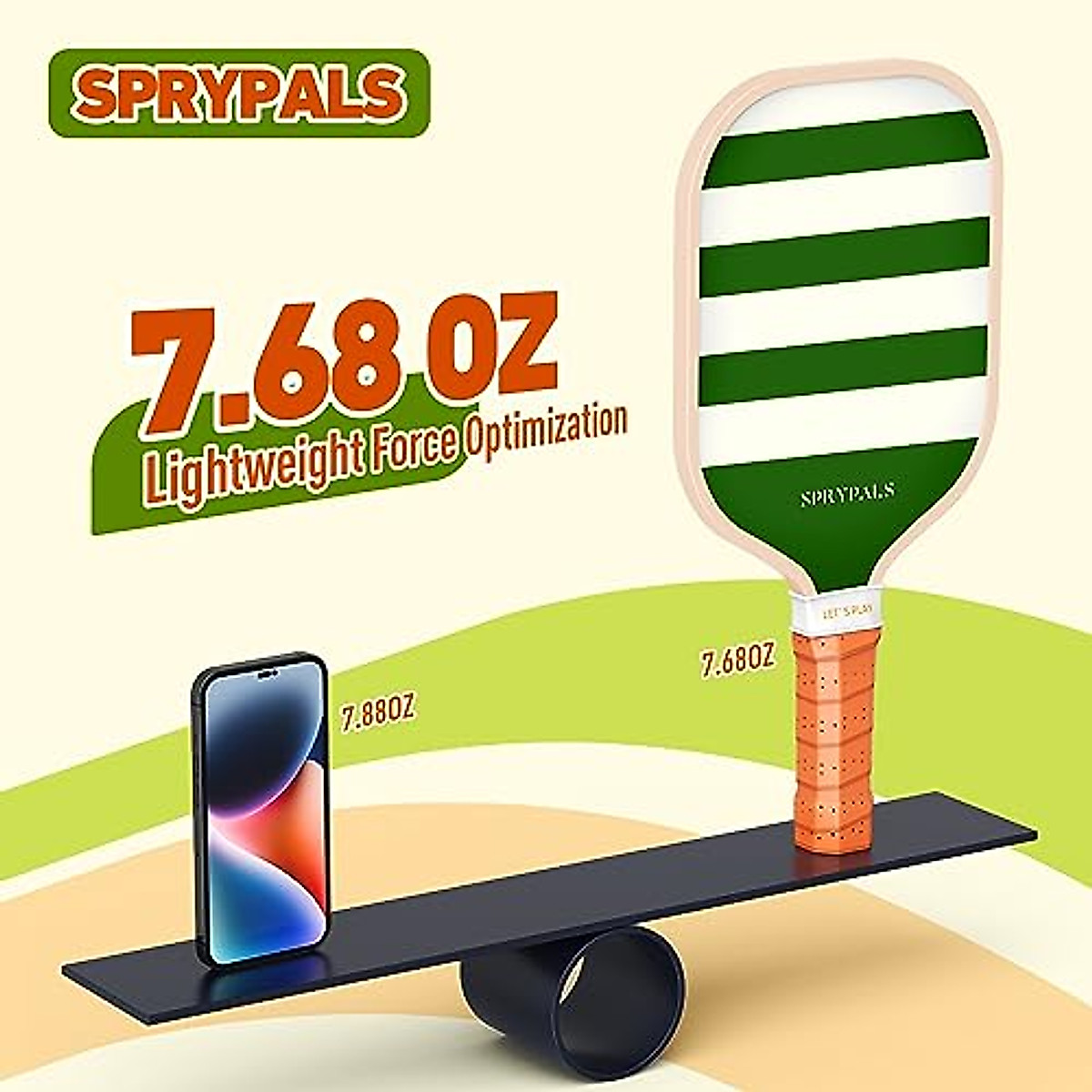 Sprypals Pickleball Paddles,USAPA Approved Fiberglass Surface with Polypropylene Core Pickleball Set Premium Pickleball Rackets Pickleball Paddle Set ​for Men Women