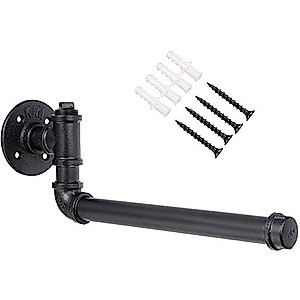 LZB Industrial Wall Mount Pipe Hanger Holder Rack Clothes Bar Iron Black 14 Inch