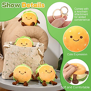 Barydat 6 Pieces Hamburger Plush Toy 6 Inch Cartoon Funny Cheeseburger Stuffed Toys Creative Food Plush Cute Hamburger Pillow with Keychain for Sofa Bedroom Office Decoration Holiday Birthday Gift