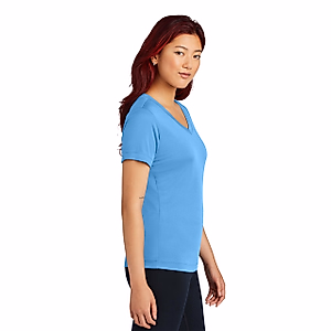 Clothe Co. Workout Tops for Women, Workout Shirt Women, V-Neck Gym Tops for Women (Available in Plus Sizes), Carolina Blue, S