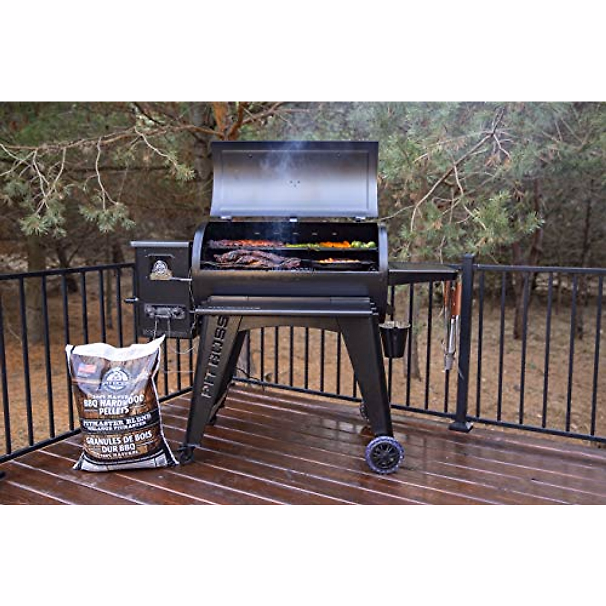 PIT BOSS PB1150G PG1150G Wood Pellet Grill w/Cover and Folding Front Shelf Included, 1150 sq. inch, Black