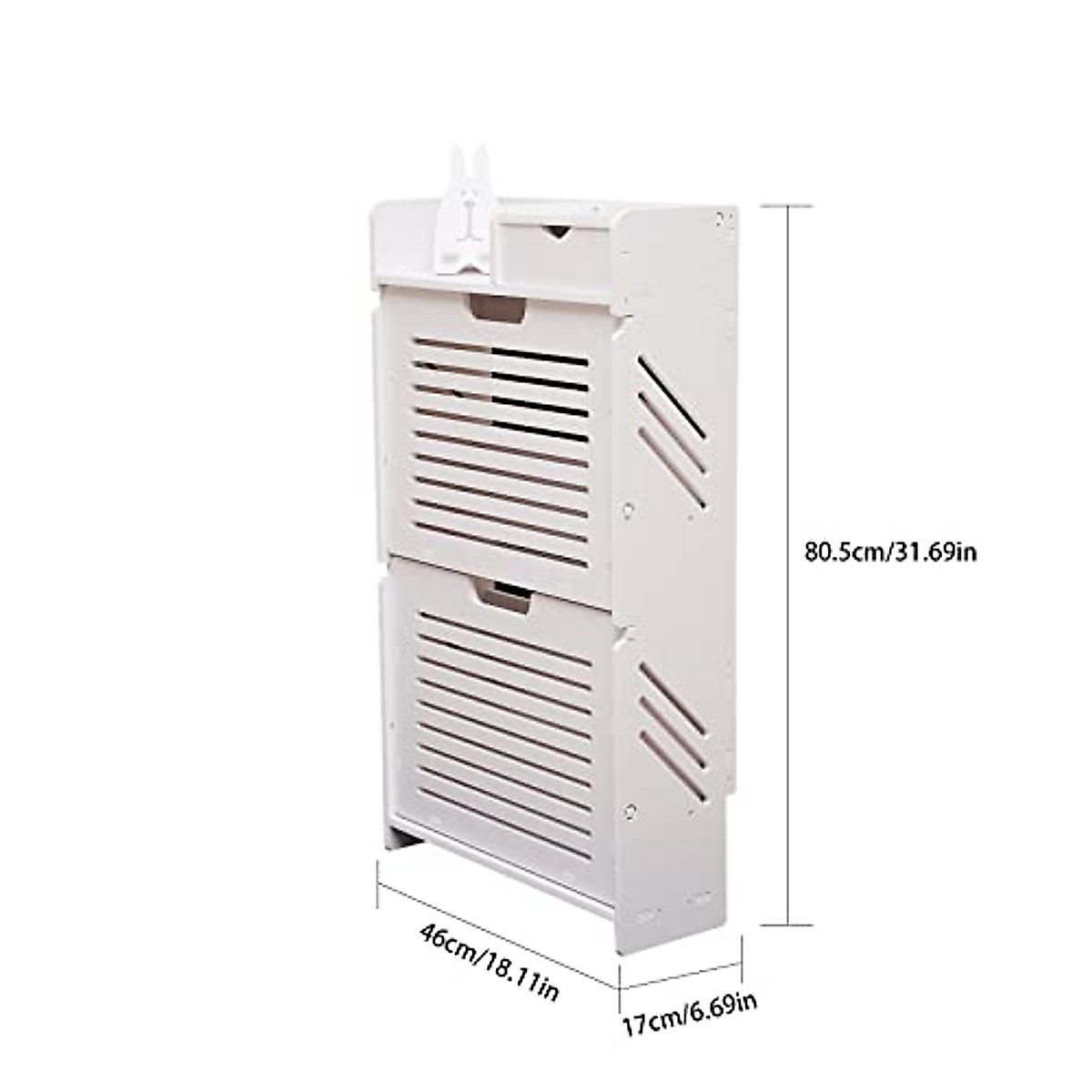 KIOPOWQ Shoe Rack, 2 Tier Shoe Tipping Cabinet Shoe Cabinet for Entryway Portable Shoe Rack Storage Organizer with Top Storage, Drawer for Closet, Entryway, Bathroom, White