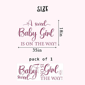 CIEQR Sweet Baby Girl Sign Decal for Baby Shower Decorations - Gender Reveal Sign Decal, Baby Shower Party Decal Sign for Party, Balloon Arch, Backdrop, Room...