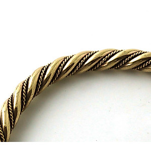 LynnAround Bronze Norse Nordic Viking Spiral Twisted Cable Bangle Cuff Bracelet Arm Ring Jewelry (6 Inches)
