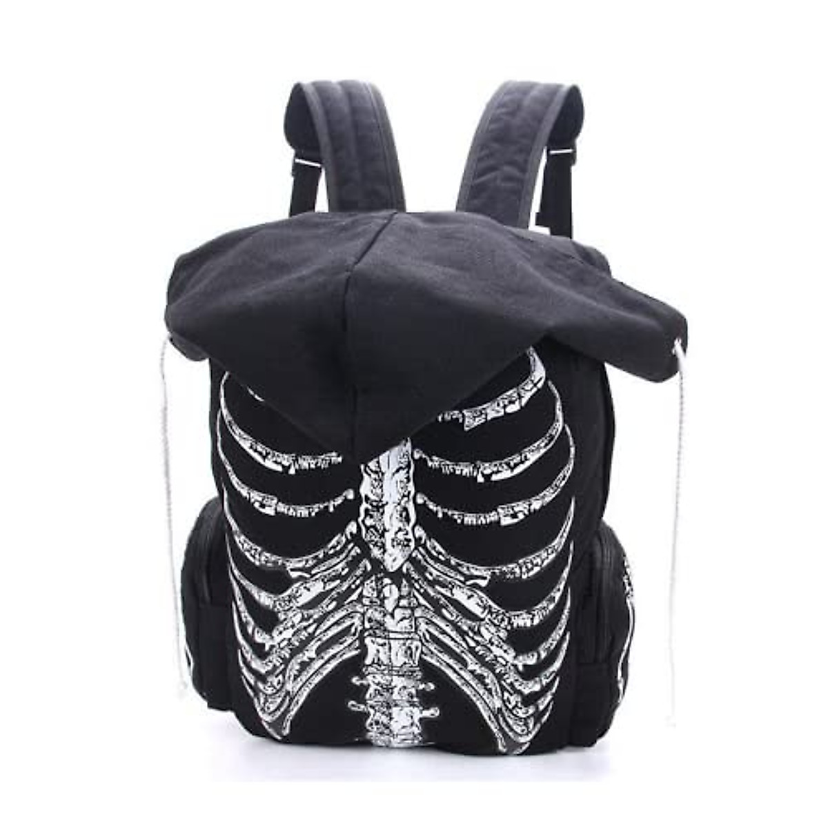 Ogkdlew Goth Backpack Skull Gothic Backpack, Emo Goth Grunge Backpack For Street Hipster With Hooded 16.5 In