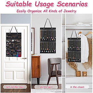 shynek 2 Pack Hanging Jewelry Holder Organizer includes Necklaces Holder and Earring Organizer Hanger for Necklaces, Earrings, Bracelets, and Anklets Display and Storage for Wall, Closet and Door