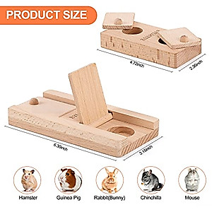 Wooden Pet Hamster Enrichment Toys Interactive Hide Treats Foraging Puzzle for Hamster, Guinea Pig, Pet Rats, Bunny Rabbit and Chinchilla Toys