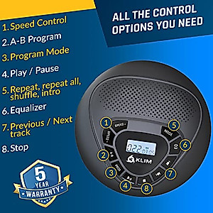 KLIM Speaker + Portable CD Player with Speakers + New 2022 + Walkman + Rechargeable Battery + Portable CD Player with Headphones + CD Player Portable + SD/TF Card + AUX + Ideal Car CD Player