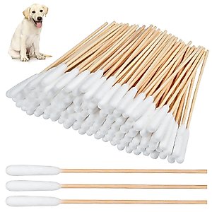 Aemygo 300 Pieces Cotton Swabs for Dogs, 6 Inch Pet Cotton Ear Buds for Puppy Long Qtips for Dogs Ear Cotton Buds Dog Ear Care Cotton Sticks for Apply Medicine, Clean Wound