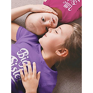 Tstars Big Sister Little Sister Matching Outfits Baby Announcement Sibling Shirts Set Girls Shirt Wow Pink/Baby Pink Kids Shirt 5/6 / Baby Newborn