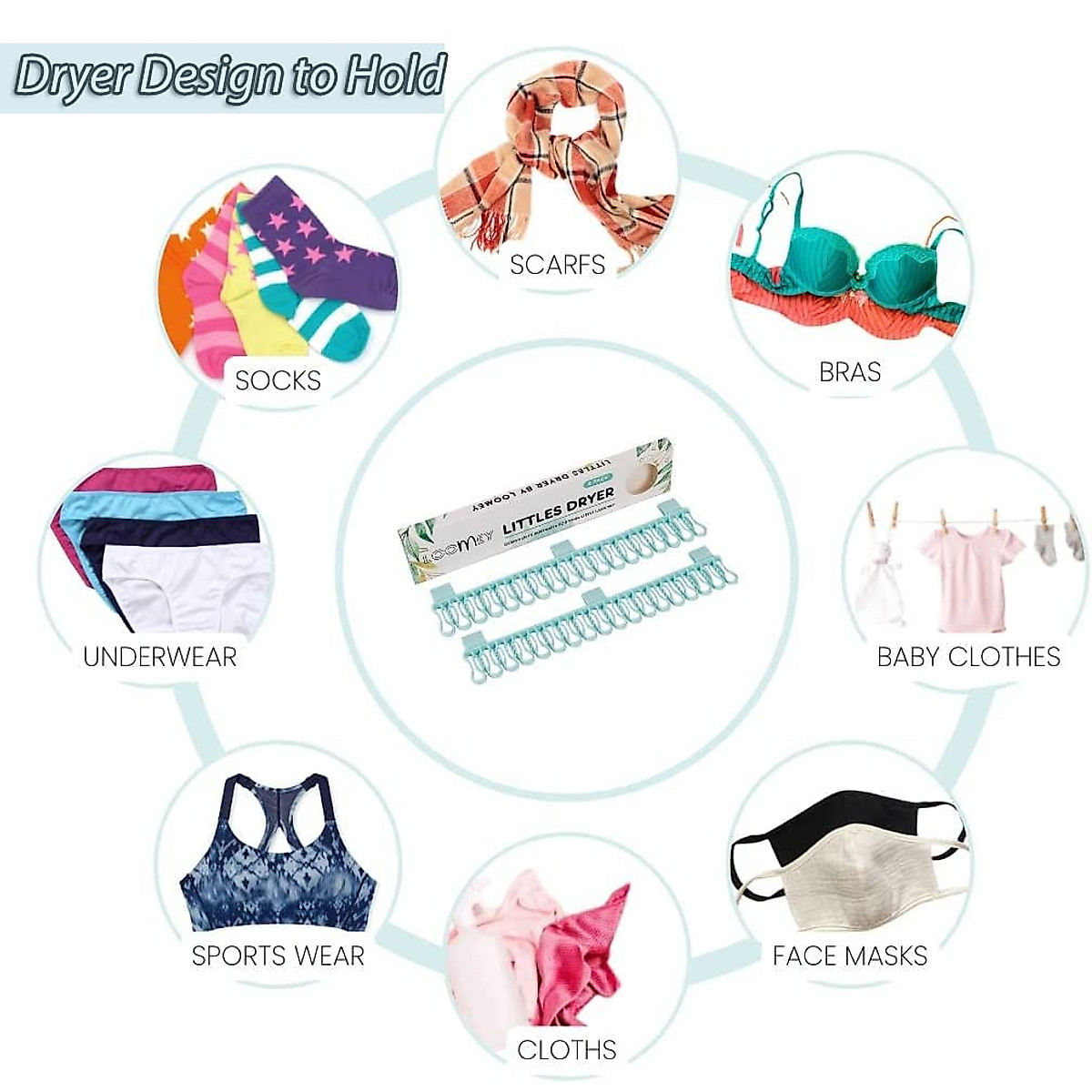 Loomey Laundry Dryer Clips, Perfect for Socks, Underwear, Small and Baby Clothes Nappy, Bibs, Sturdy Gripping Slip Resistant Clothesline Hanger, Plastic pegs for Washing line (2X17 Pins) - Cream