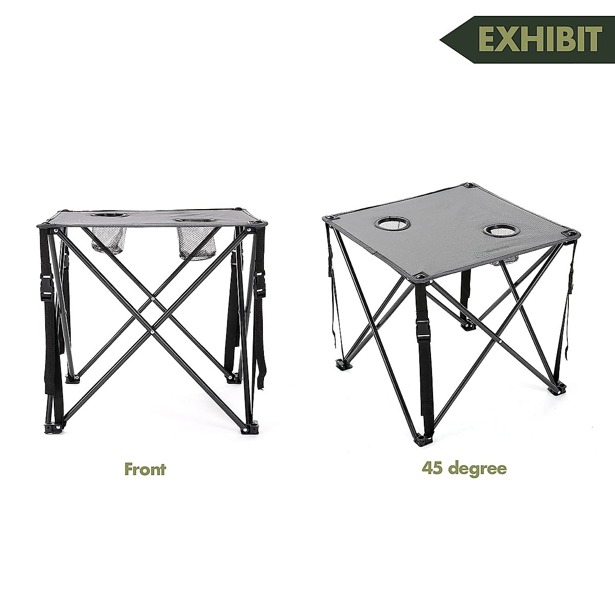 ARROWHEAD OUTDOOR 26” (66cm) Heavy-Duty Portable Camping Folding Table, 2 Cup Holders, Compact, Square, Carrying Case Included, Steel Frame, High-Grade 600D Canvas, USA-Based Support