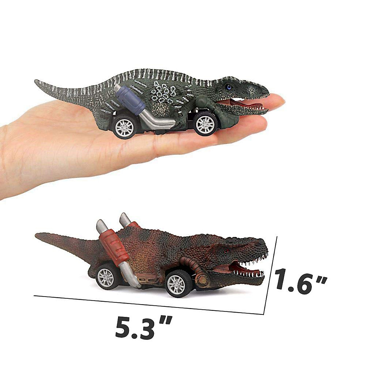 ZHFUYS Dinosaur Toy car,boy Toys Age 3 to 12 Toy Dinosaur 5.3 Inch Toys for 3,4,5,6,7,8,9,10,11,12 Year Old Boys Full-Form Dino car Toy,6 Pack