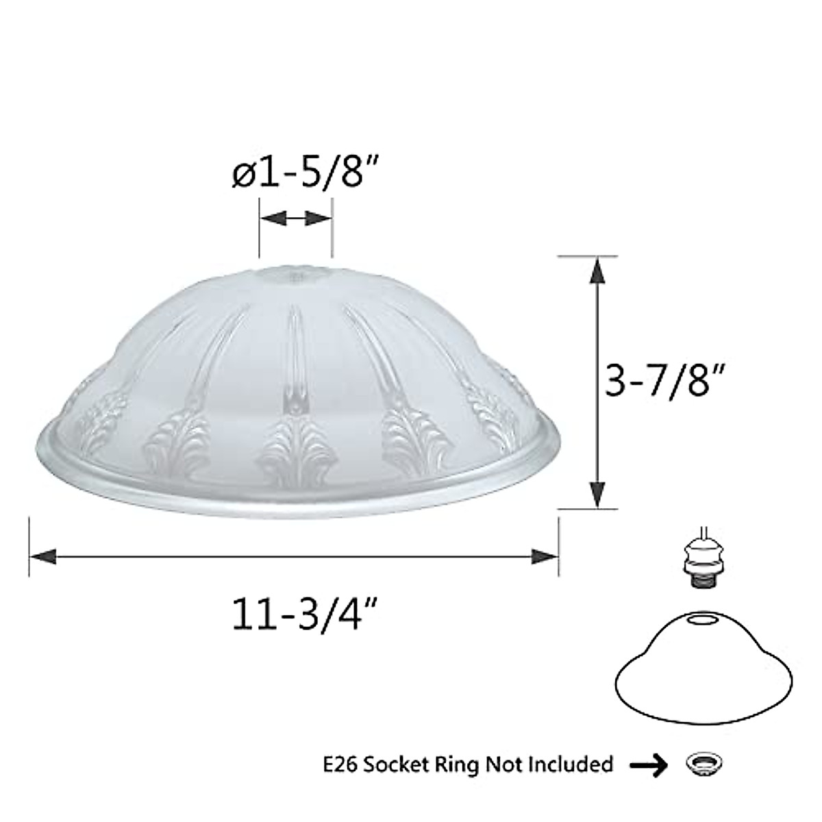 Aspen Creative 23152-11 Clear & Frosted 2 Tone Transitional Style Replacement Glass Shade for Medium Base Socket Torchiere Lamp, Swag Lamp, Pendant, 11-3/4" Diameter x 3-7/8" High, 1 Pack