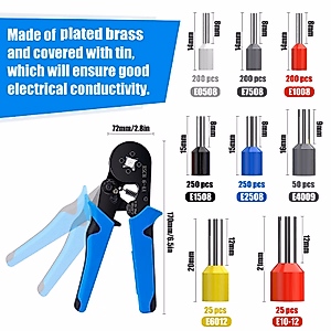 Ferrule Crimping Tool Kit, LUNEY Wire Ferrule Kit with 1250PCS Wire End Ferrules & Crimper Plier, Self-adjustable Ratchet Tool Set for AWG 23-7 Electrical Wire Connectors, 0.25-10mm²