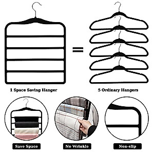 Closet Organizers and Storage,3 Pack Velvet Pants-Hangers-Space-Saving,Non Silp 5 Tier Scarf Jeans Closet Organizer,Dorm Room Essentials for College Students Girls Boys Guys,Organization and Storage