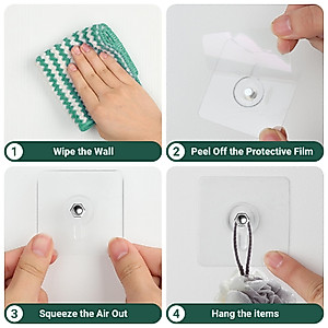 Picture Hangers Without Nails, No Damage Picture Hooks, 20 Counts Adhesive Hooks on Kitchen,Bathroom,Bedroom and Office, 13 lbs Load max