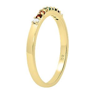 Dazzlingrock Collection Round 8 Multi Gem Stone Wedding Band for Her | 18K Yellow Gold, Size 5.5