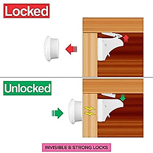 Eco-Baby Cabinet Locks for Babies -Baby Proofing Safety Latches (6-Pack), 2 Keys -No Drilling Magnetic Child Locks for Cabinet, Doors -Easy Installation Drawer Locks