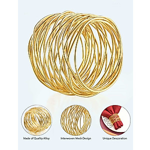URWOOW Twisted Wire Mesh Napkin Rings Holders Décor Dinner Party Wedding Christmas Gathering (Gold 12pcs)