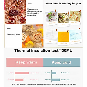 AGRATU Stainless Steel Vacuum Insulated Kids Food Jar Kids Thermos for Hot Food with Spoon 13.5oz (Pink)