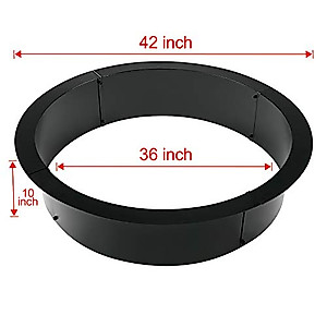 Doniks Fire Pit Ring 42 inches Outside / 36 inches Inside Diameter Heavy 2mm Metal Steel Ring-DIY fire Pit Ring Above or on The Ground for Outdoor Camping, Backyard (42 x 36 x 10 Inch)